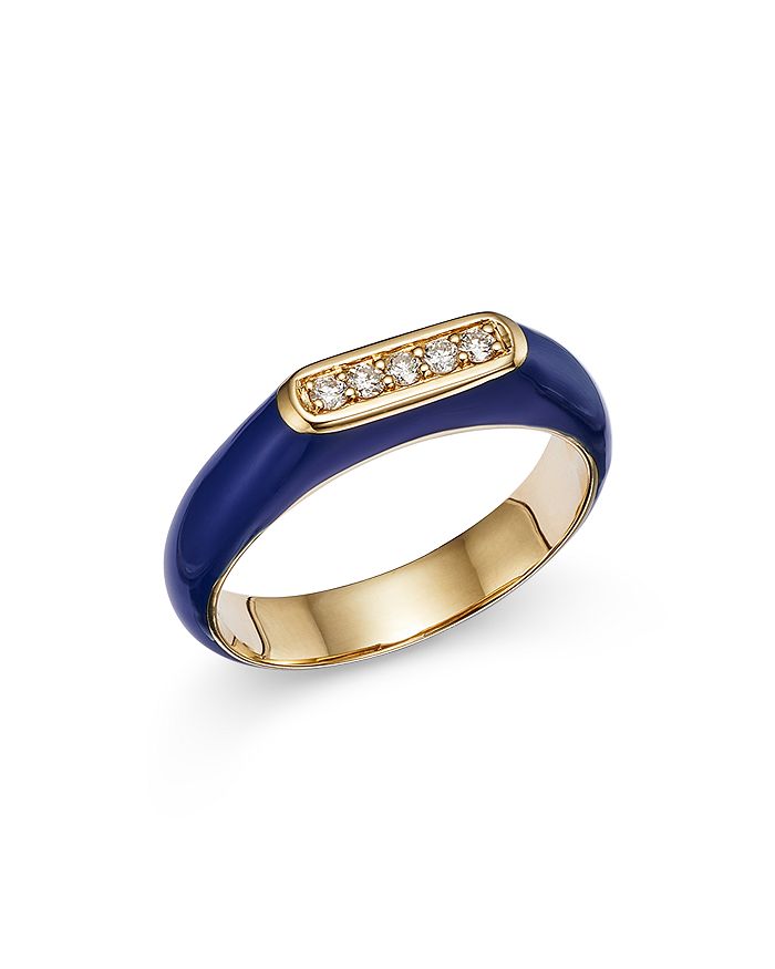 Moon & Meadow MADISON 501 Enamel Pavé Diamond Ring in 14K Yellow Gold ...