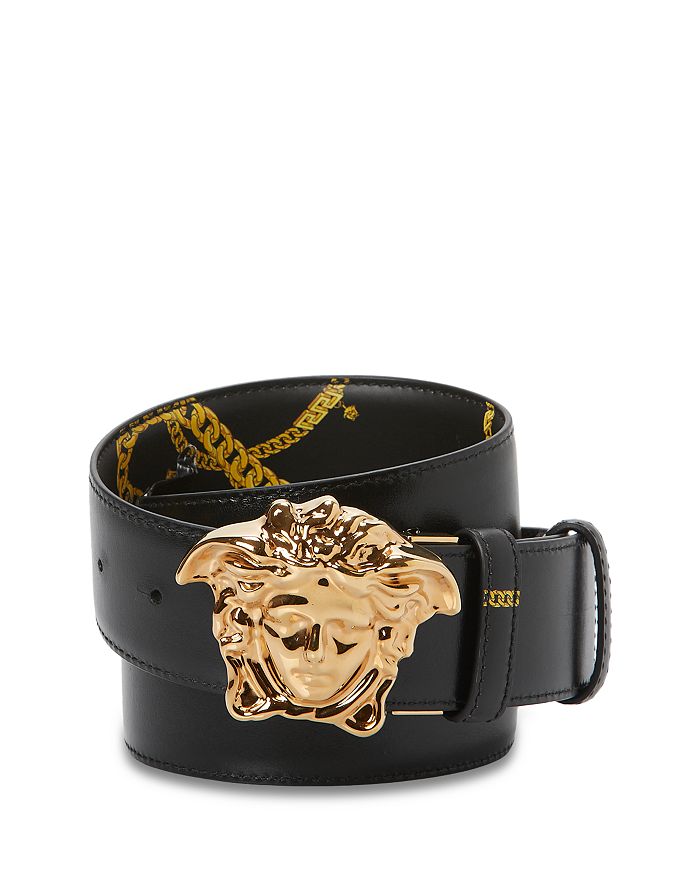 Versace Men's Monogram Print Leather Belt | Bloomingdale's