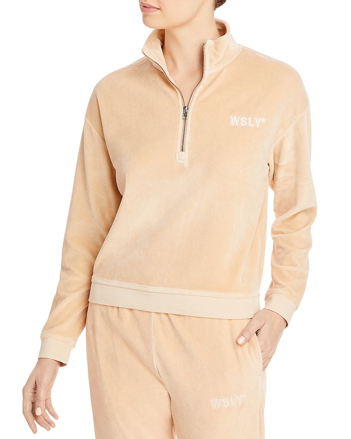 WSLY Plush Velour Half Zip Top | Bloomingdale's