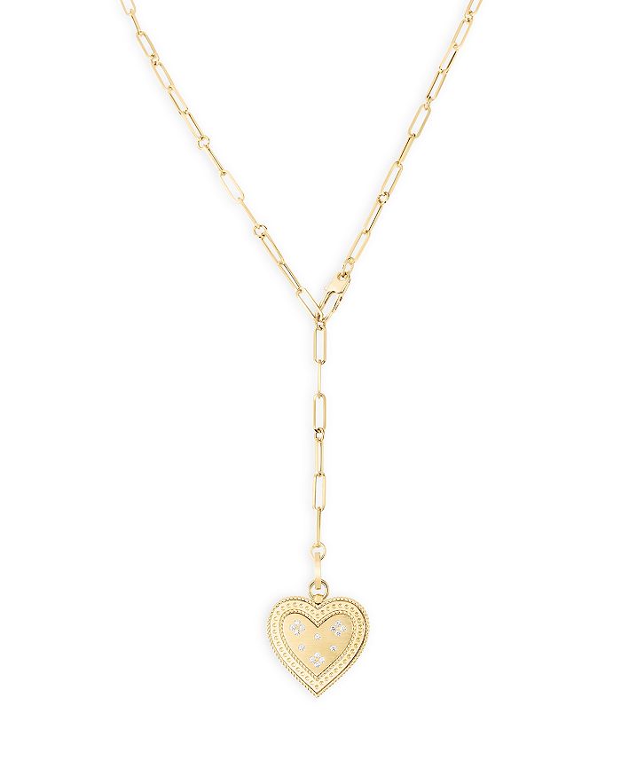 Roberto Coin 18K Yellow Gold Venetian Princess Diamond Heart Lariat ...