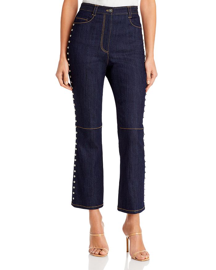 Cinq à Sept Fiona Studded Flare Jeans in Indigo | Bloomingdale's
