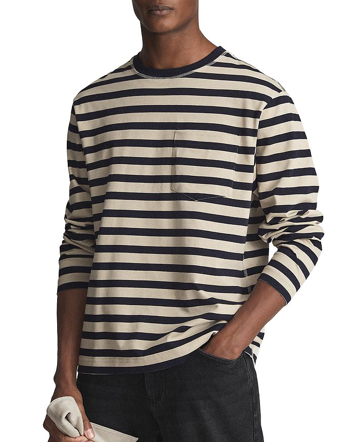 REISS Perry Long Sleeve Block Stripe Crew Tee | Bloomingdale's