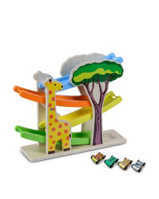 Teamson Kids Preschool Play Lab Wood Safari Toy Cars and Racing Ramp ...