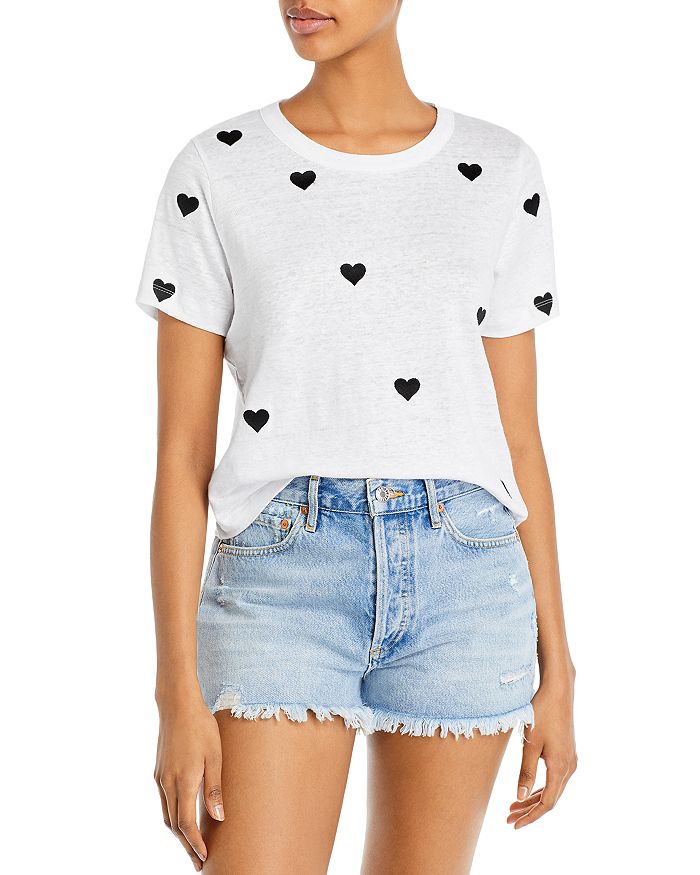CHASER Heart Embroidered Cropped Tee | Bloomingdale's