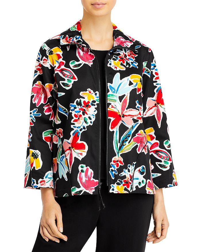 Caroline Rose Floral Zip Front Jacket | Bloomingdale's
