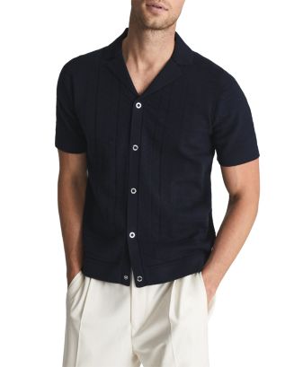 REISS Jacob Cuban Stitch Snap Front Shirt | Bloomingdale's
