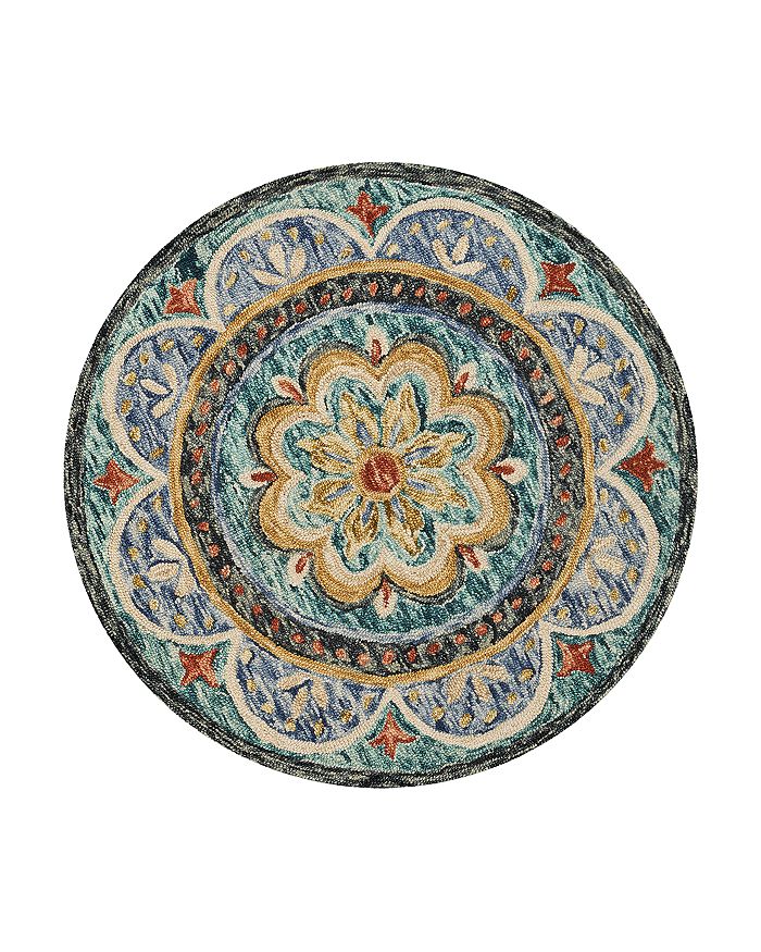 LR Home Radiance Floral Distressed Medallion Round Area Rug Collection ...