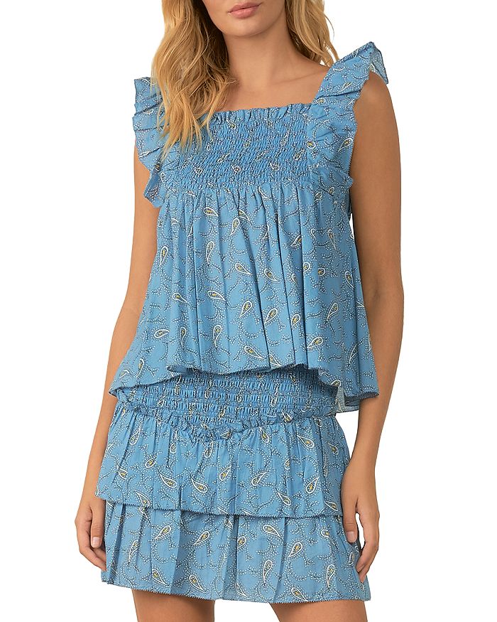 Elan Printed Ruffled Cotton Top | Bloomingdale's