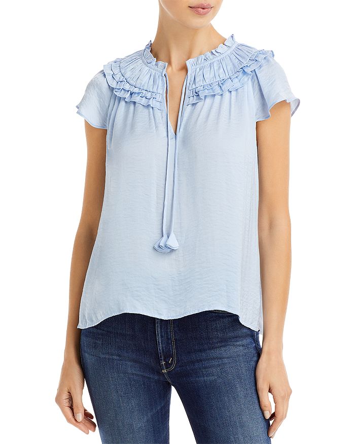 AQUA Ruffle Tassel Tie Top - 100% Exclusive | Bloomingdale's