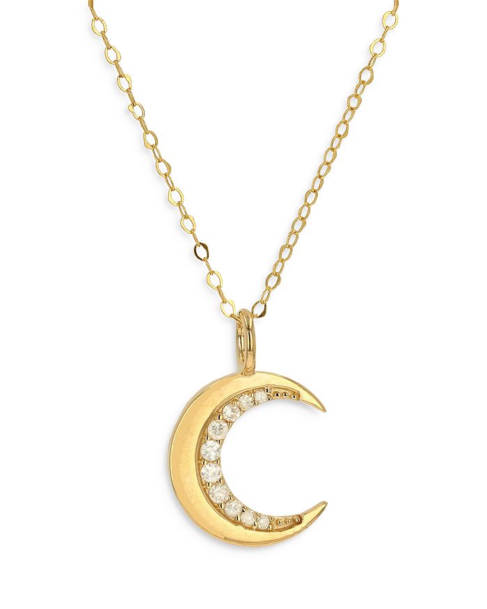 Moon & Meadow 14K Yellow Gold Diamond Crescent Moon Pendant Necklace ...