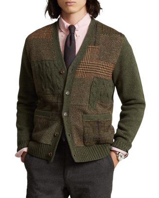 Polo Ralph Lauren Wool Patchwork Regular Fit V Neck Cardigan ...
