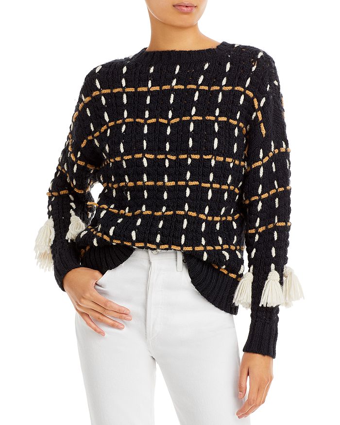 RHODE Lowri Tassel Trim Sweater | Bloomingdale's