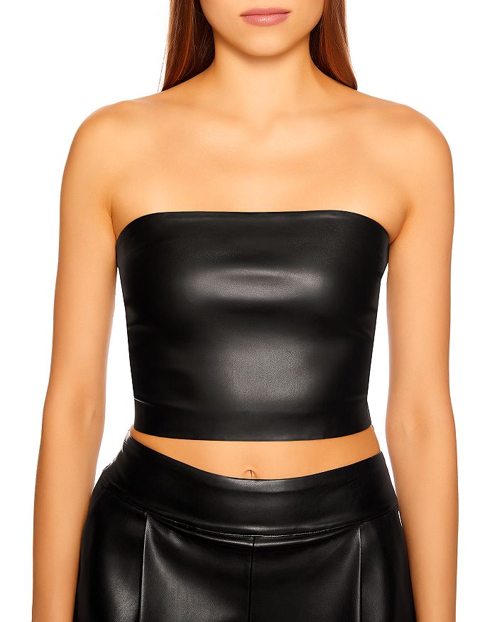 Susana Monaco Faux Leather Cropped Tube Top | Bloomingdale's
