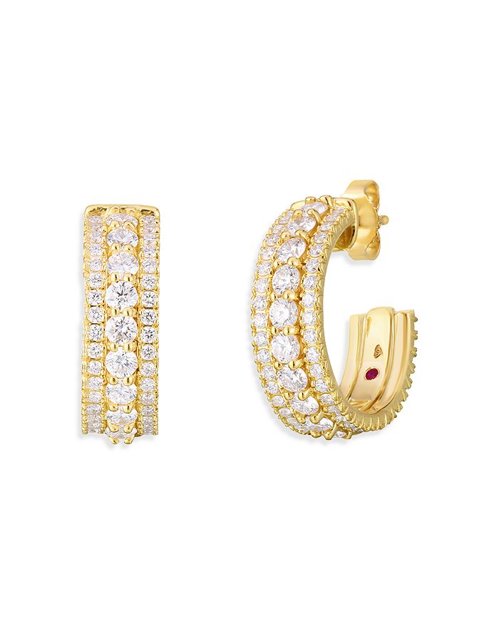 Roberto Coin 18K Yellow Gold Siena Diamond Triple Row Hoop Earrings ...