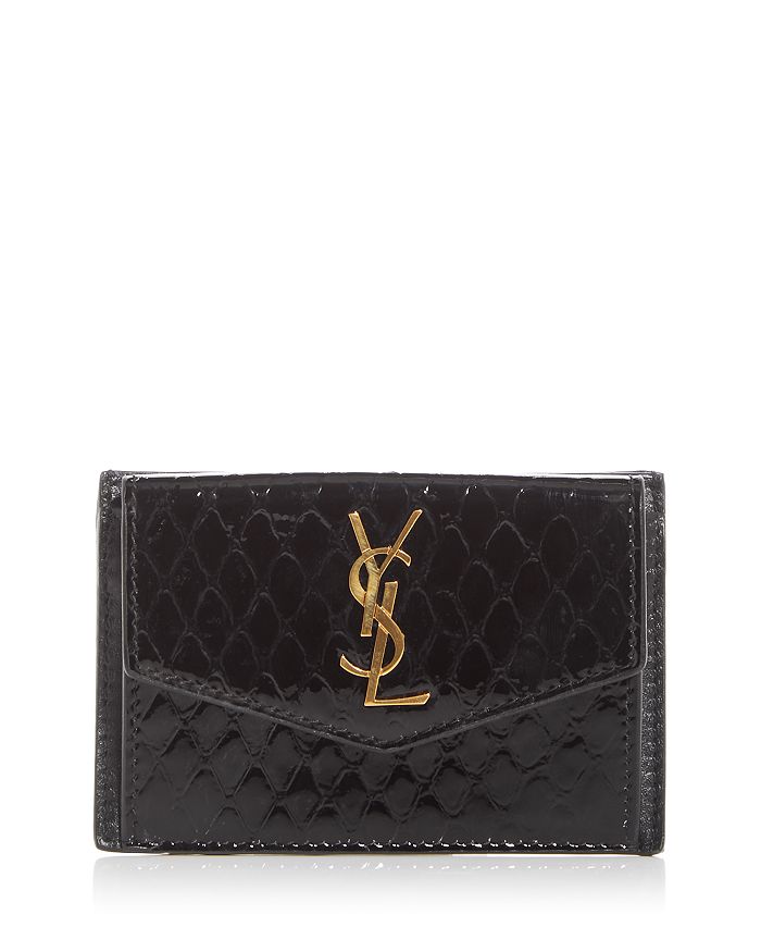 Saint Laurent Saint Lauren Python Embossed Leather Card Wallet ...