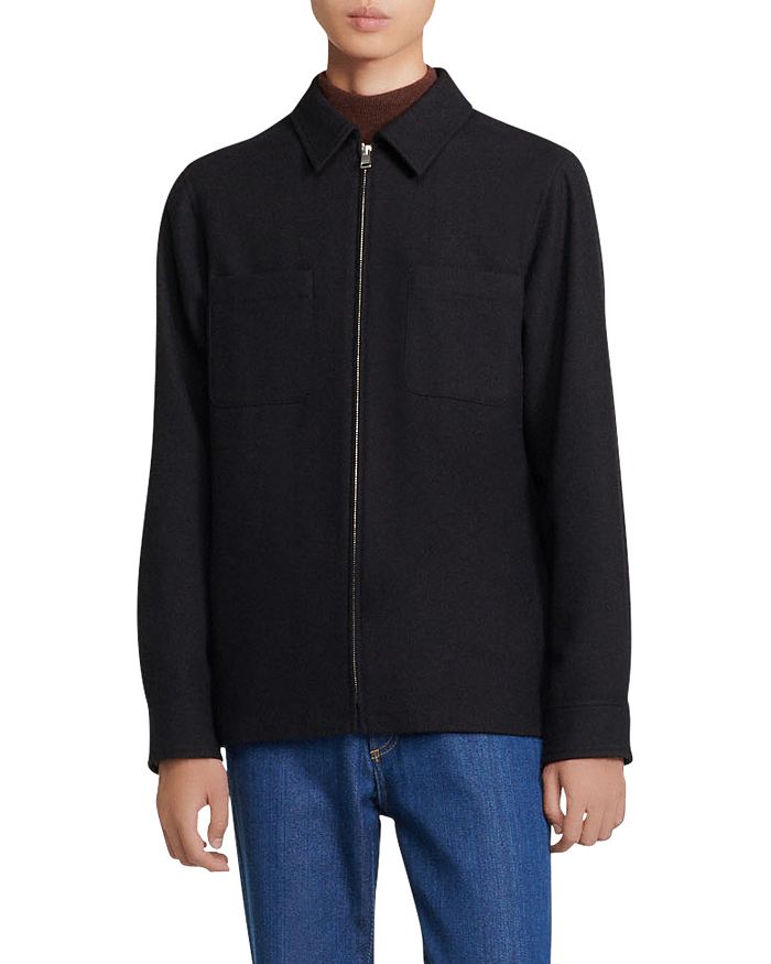 Sandro Wool Blend Full Zip Shirt Jacket | Bloomingdale's