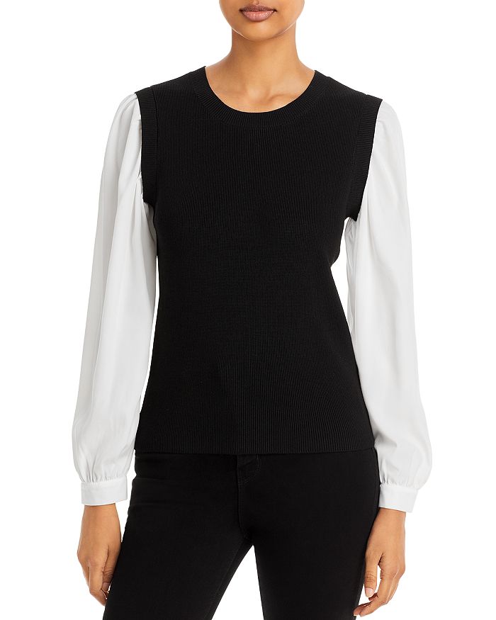 KARL LAGERFELD PARIS Layered Look Sweater | Bloomingdale's