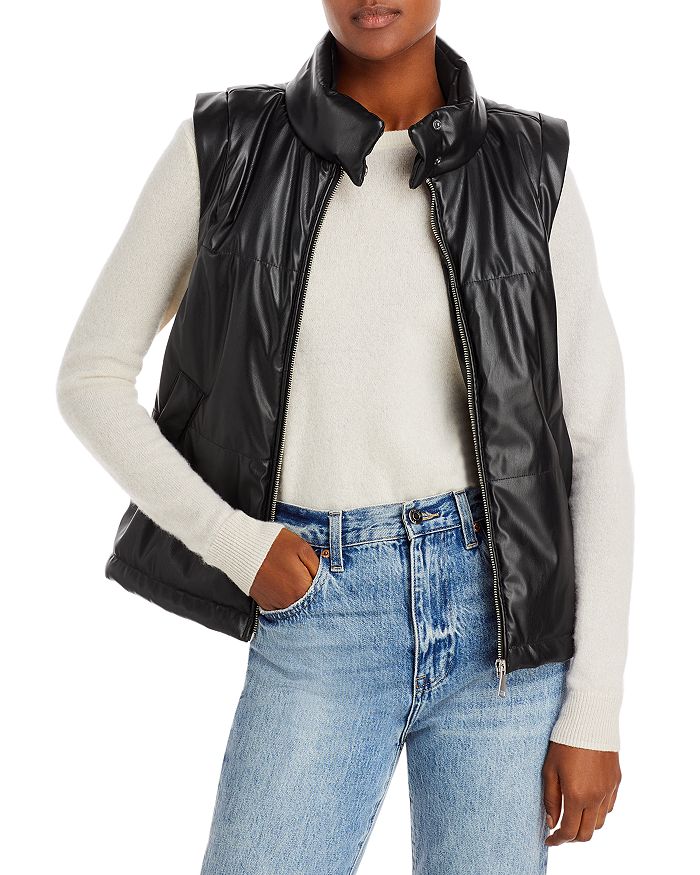 AQUA Faux Leather Zip Vest - 100% Exclusive | Bloomingdale's