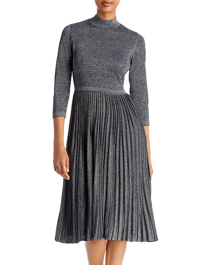 T Tahari Mock Neck Metallic Knit Dress | Bloomingdale's