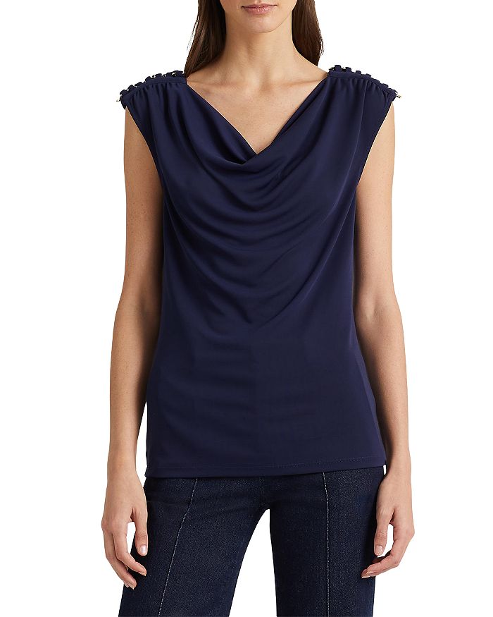 Ralph Lauren Chain Trim Cowl Neck Top | Bloomingdale's