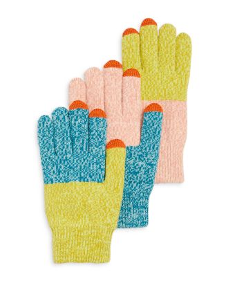 Verloop Pair and Spare Marled Color Block Tech Gloves, Set of 3 Gloves ...