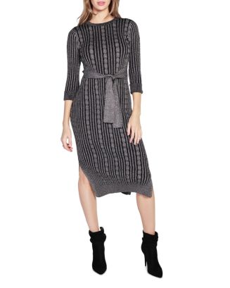 Belldini Metallic Belted Midi Sweater Dress | Bloomingdale's