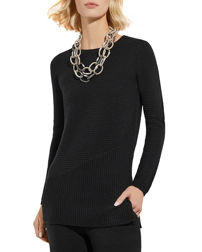 Misook Cashmere Contrast Ribbed Tunic | Bloomingdale's
