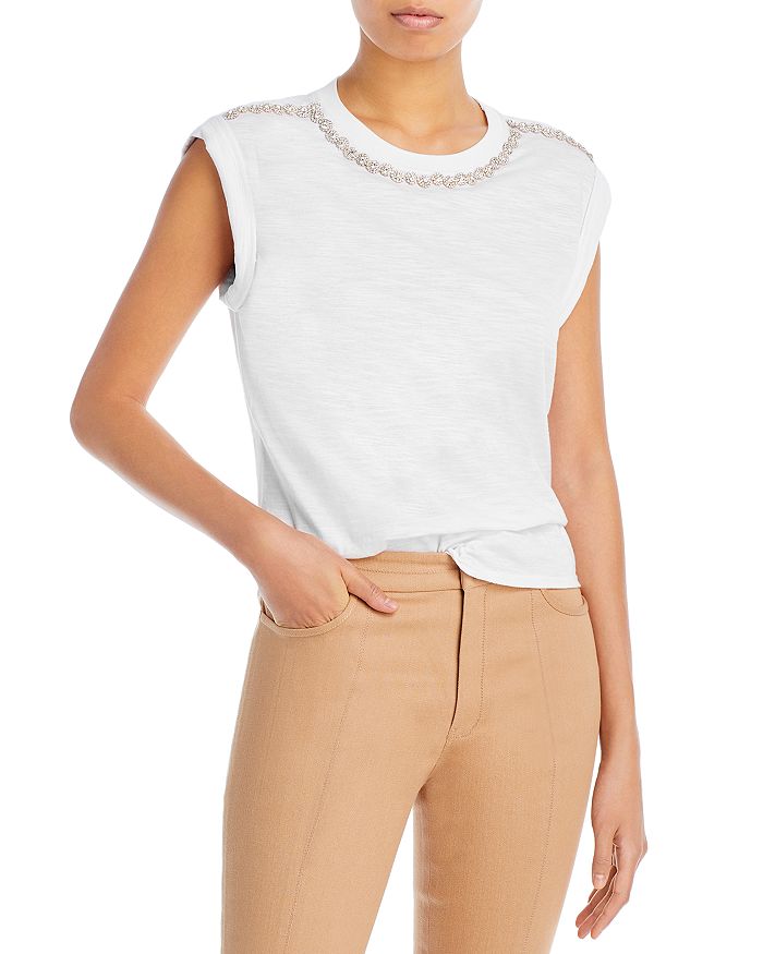 Cinq à Sept Rhinestone Border Embellished Tee | Bloomingdale's