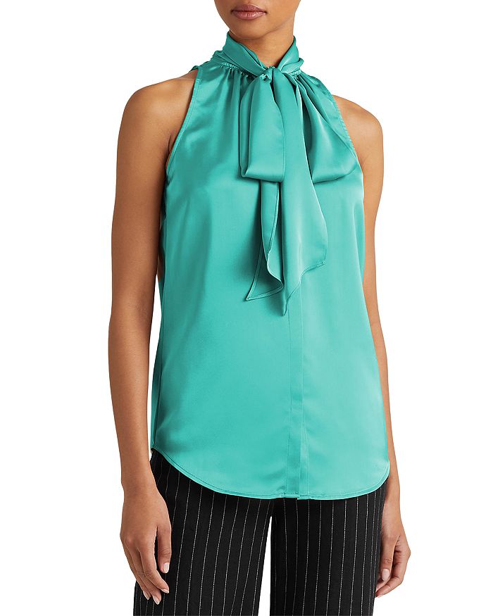 Ralph Lauren Tie Neck Sleeveless Top | Bloomingdale's