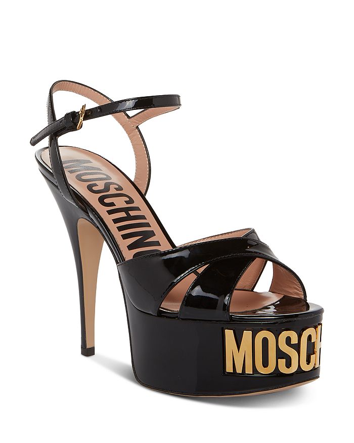 Moschino Women's Logo Crossover High Heel Platform Sandals | Bloomingdale's