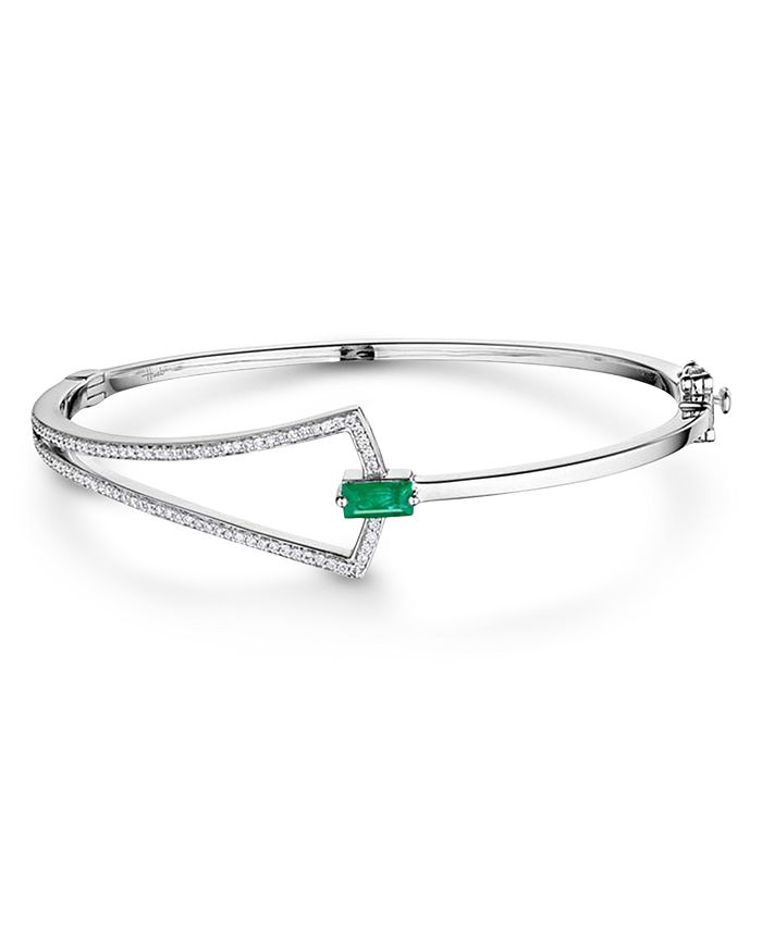 HUEB 18K White Gold Spectrum Emerald & Diamond Bangle Bracelet | Bloomingdale's