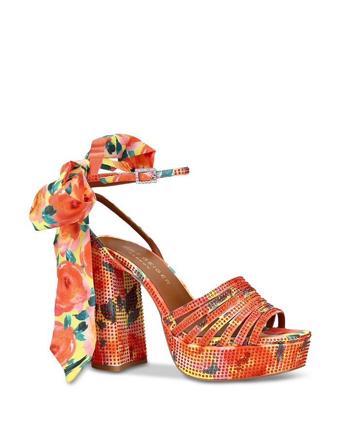 KURT GEIGER LONDON Women's Pierra Ankle Tie Strappy Platform High Heel Sandals | Bloomingdale's