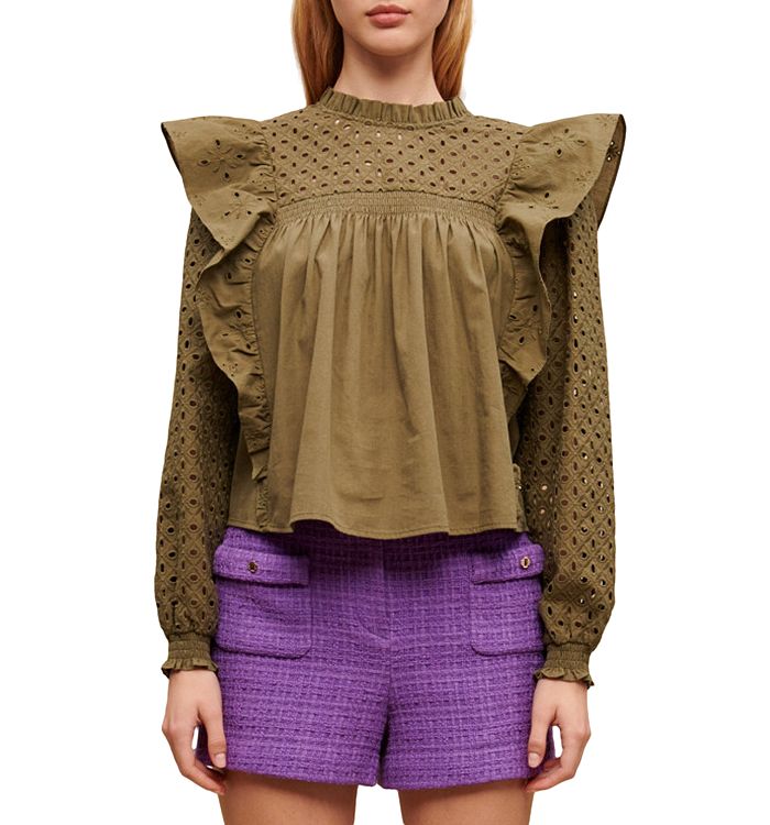 Maje Linode Eyelet Cotton Top | Bloomingdale's