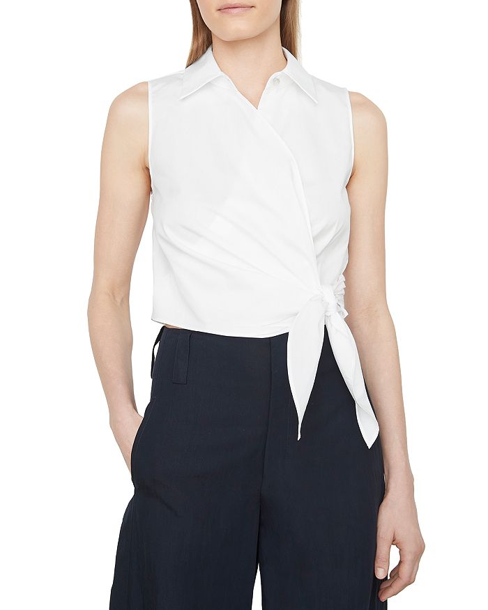 Vince Cotton Sleeveless Wrap Shirt | Bloomingdale's