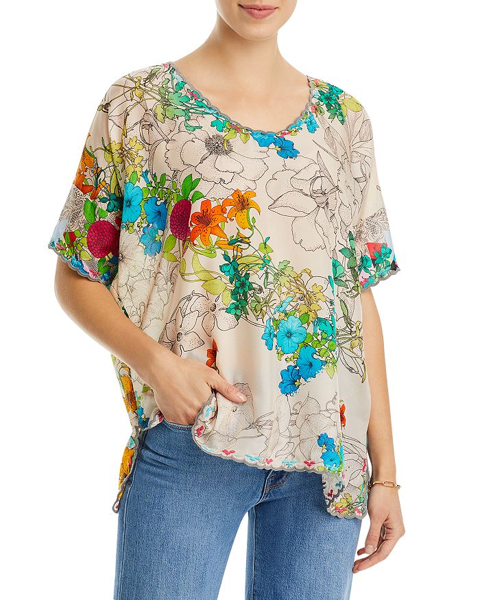 Johnny Was Sequence Halsey Printed Silk Top | Bloomingdale's