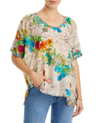 Johnny Was Sequence Halsey Printed Silk Top | Bloomingdale's