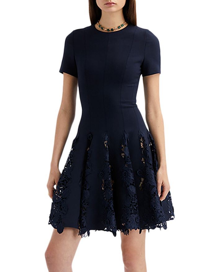 Oscar de la Renta Floral Lace Inset Dress | Bloomingdale's