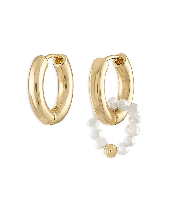 Alexa Leigh 14K Gold Plated and Pearl Mismatched Hoop Earrings ...