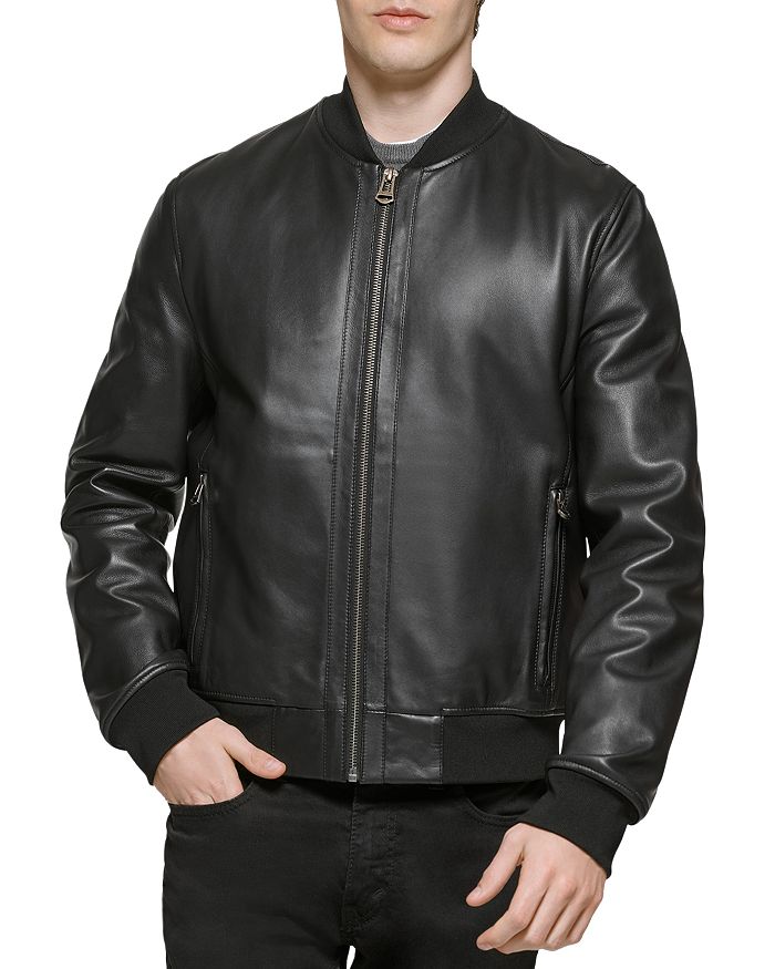 Cole Haan Bonded Leather Varsity Jacket | Bloomingdale's