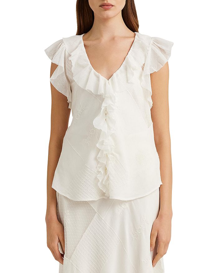 Ralph Lauren Patchwork Ruffle Blouse | Bloomingdale's