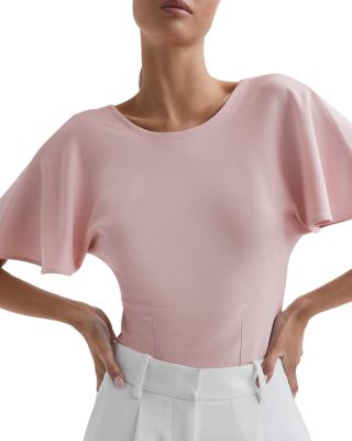 REISS Connie Flutter Sleeve Top | Bloomingdale's
