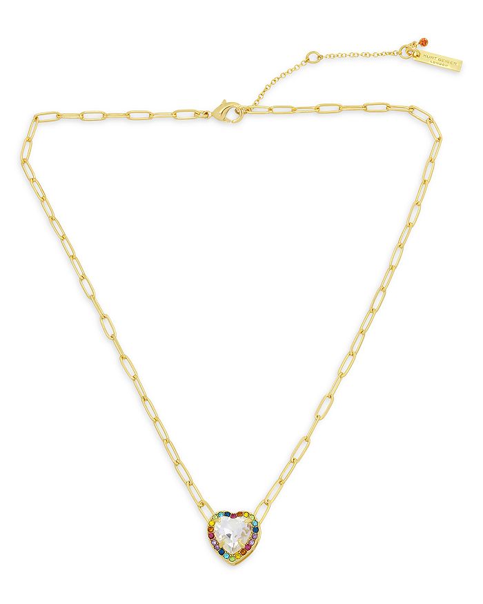 KURT GEIGER LONDON Rainbow Crystal Heart Pendant Necklace in Gold Tone ...