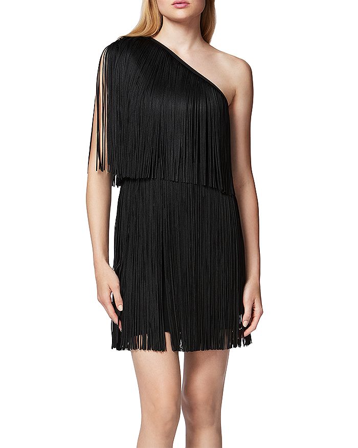 Hervé Léger One Shoulder Fringe Mini Dress | Bloomingdale's