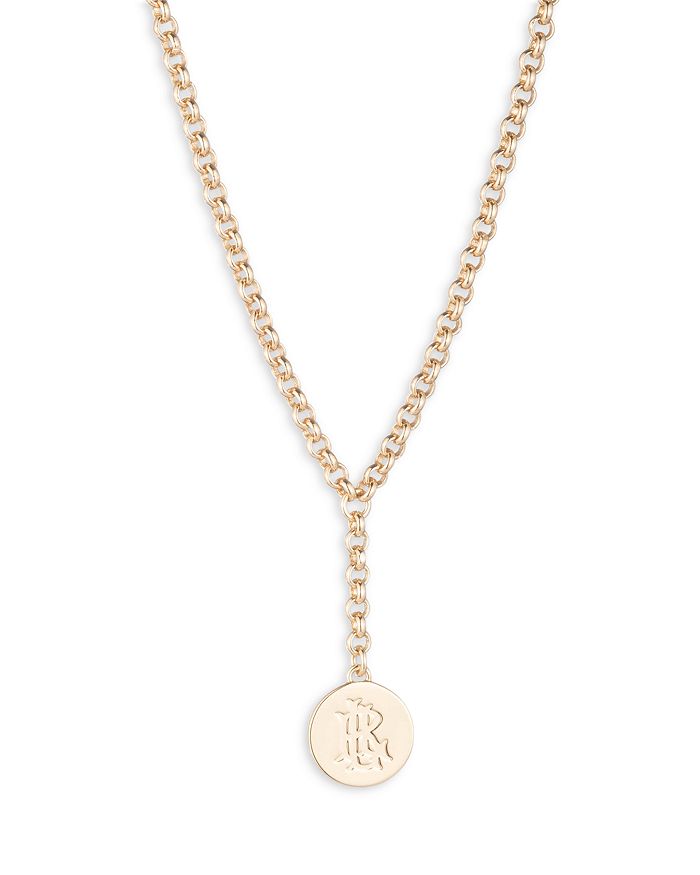 Ralph Lauren Logo Coin Lariat Necklace in Gold Tone, 15"-18 ...