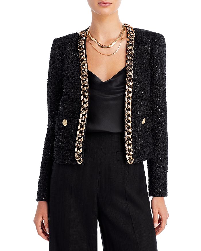 L'AGENCE Greta Chain Tweed Jacket | Bloomingdale's