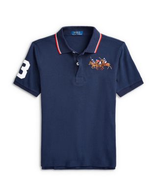 Ralph Lauren Boys' Triple Pony Cotton Mesh Polo Shirt - Little Kid, Big ...