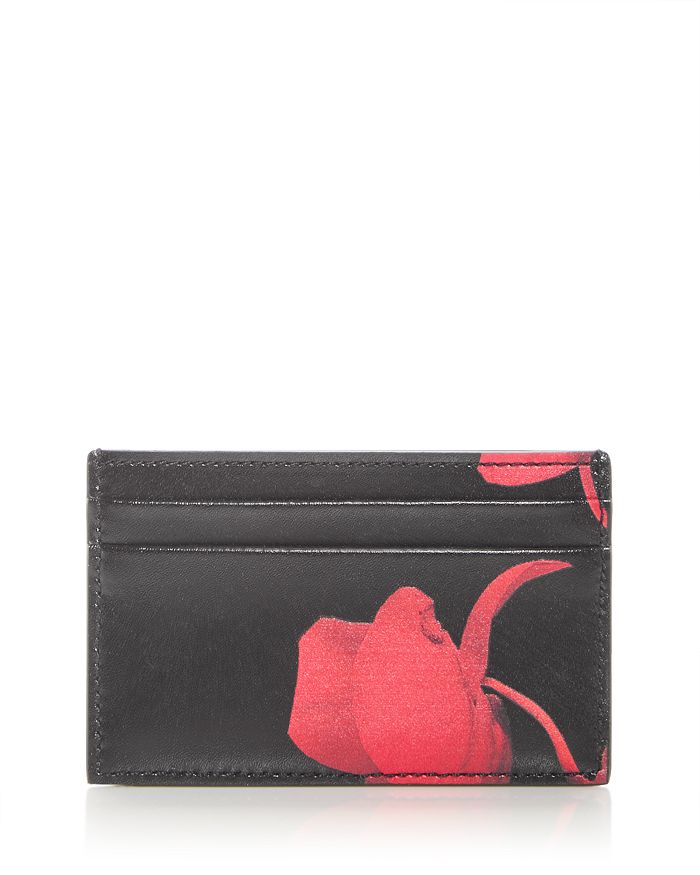 Alexander McQUEEN Red Orchid Leather Card Case | Bloomingdale's