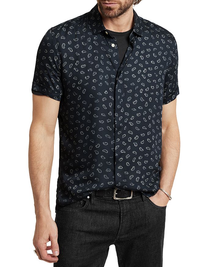 John Varvatos Loren Short Sleeve Button Front Shirt | Bloomingdale's