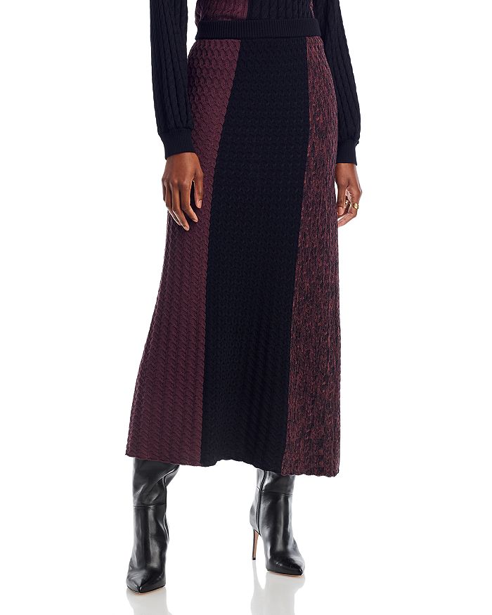 Misook Color Block Cable Knit Midi Skirt | Bloomingdale's