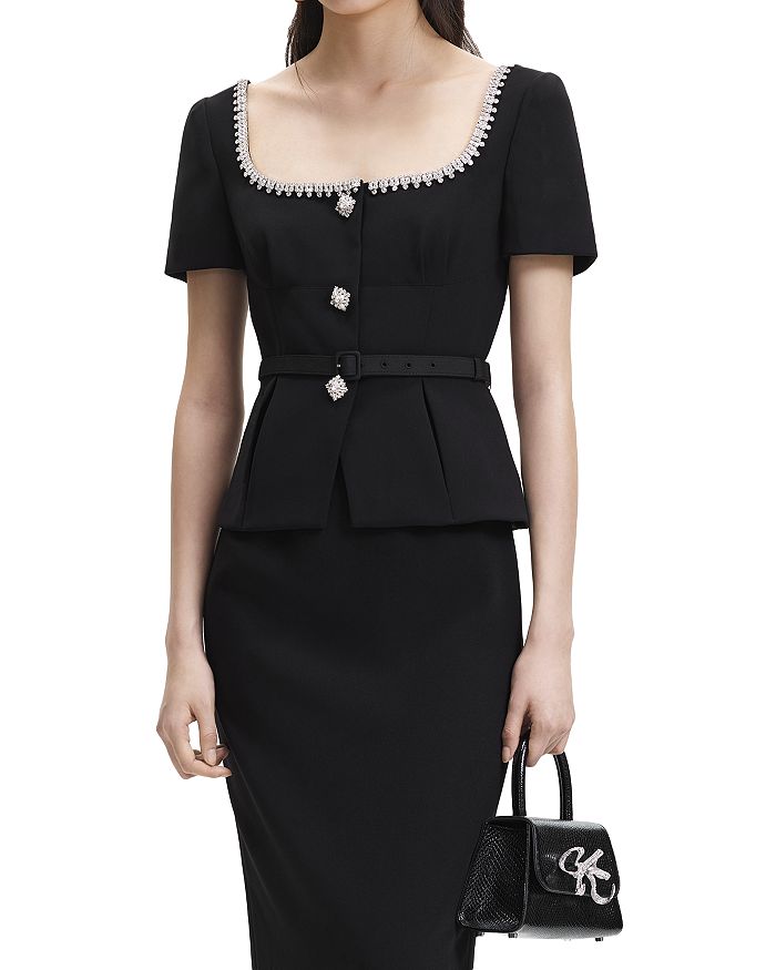 Self-Portrait Bonded Belt Top | Bloomingdale's